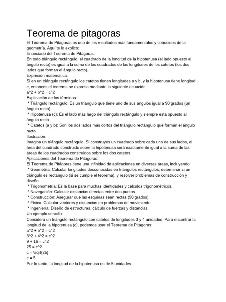 Teorema de pitagora | PDF