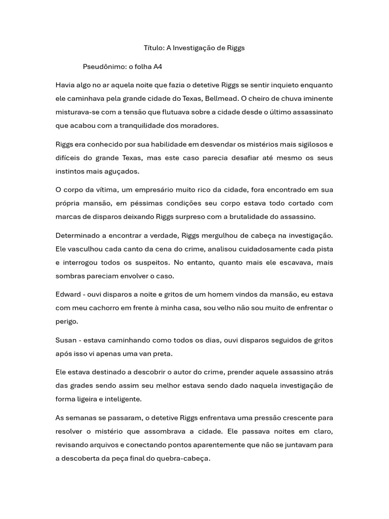 A Investigação de Riggs | PDF