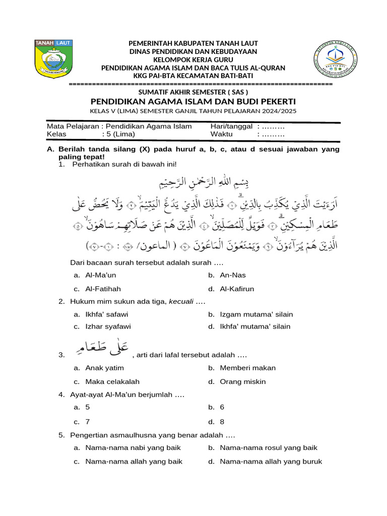 Kelas 5 Sas Pai I | PDF