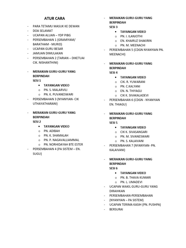 Atur Cara Mega Perpisahan | PDF