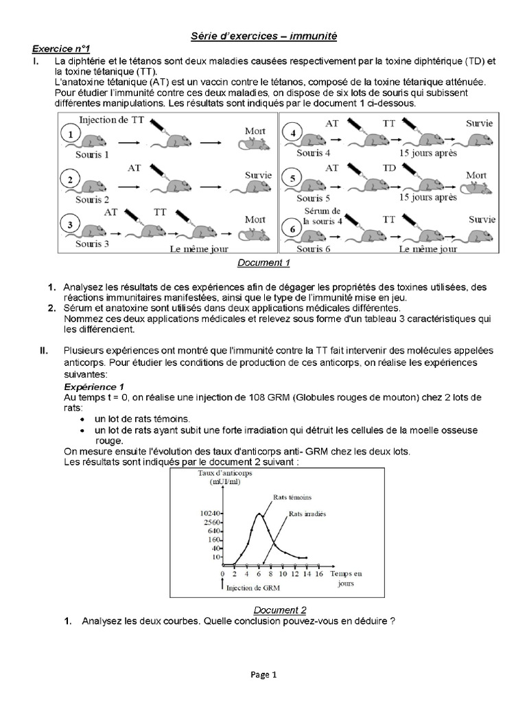 Série D 'Exercices - Immunité - Exercice N°1 - ILIDE - INFO Platform PDF Viewer | PDF