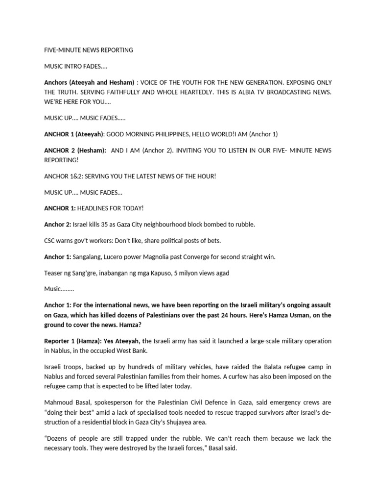 Five-Minute News Update: Key Headlines | PDF | Gaza Strip | Israel
