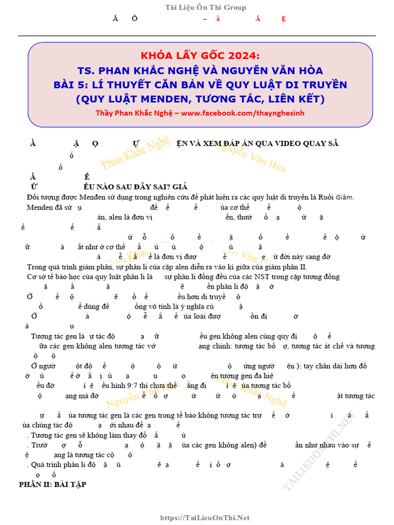 Bài 5. Lí Thuyết Căn Bản Về QLDT (Khóa Lấy Gốc 2024) - Đề-merged | PDF