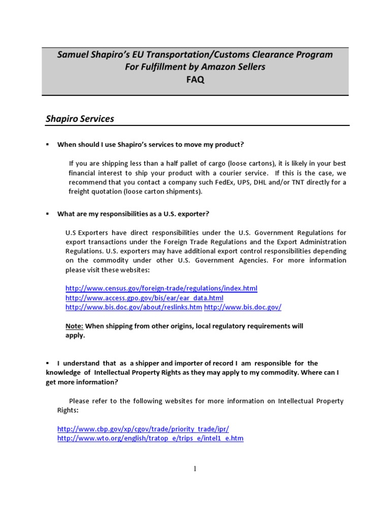 Amazon FAQ Final | PDF | Value Added Tax | Cargo