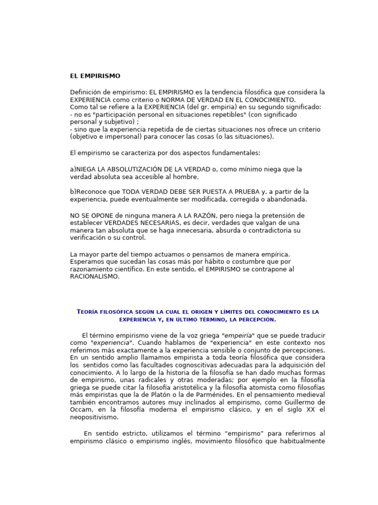 El Empirismo | PDF | Realismo filosófico | Empirismo