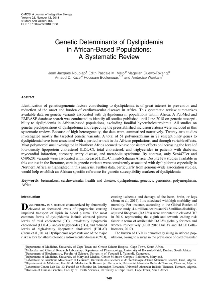 RLCH lipid ở ng gốc phi | PDF | High Density Lipoprotein | Apolipoprotein E
