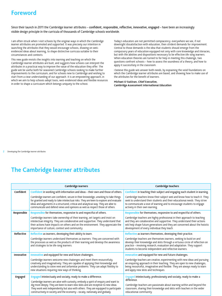 Learner Attributes Foreword | PDF | Learning | Curriculum