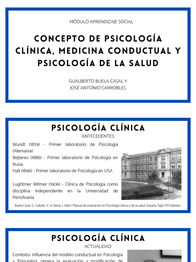 Psicología Clínica, de La Salud y Medicina Conductual | PDF ...
