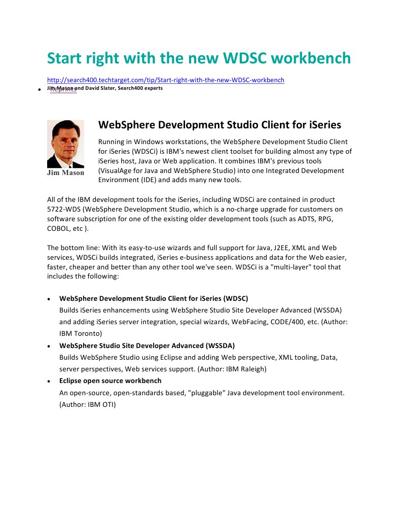 Start Right With The New WDSC Workbench | PDF | Eclipse (Software ...