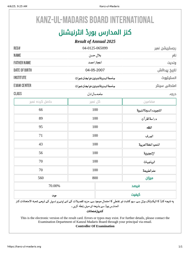 Kanz Ul Madaris | PDF