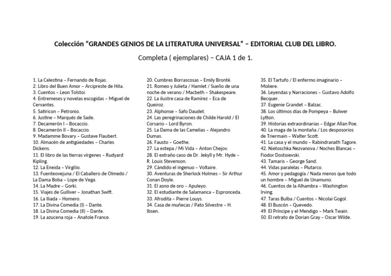 Grandes Genios de la Literatura Universal | PDF