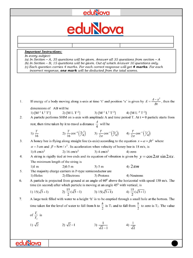 NEET Test 11 for 12th Grade Students | PDF