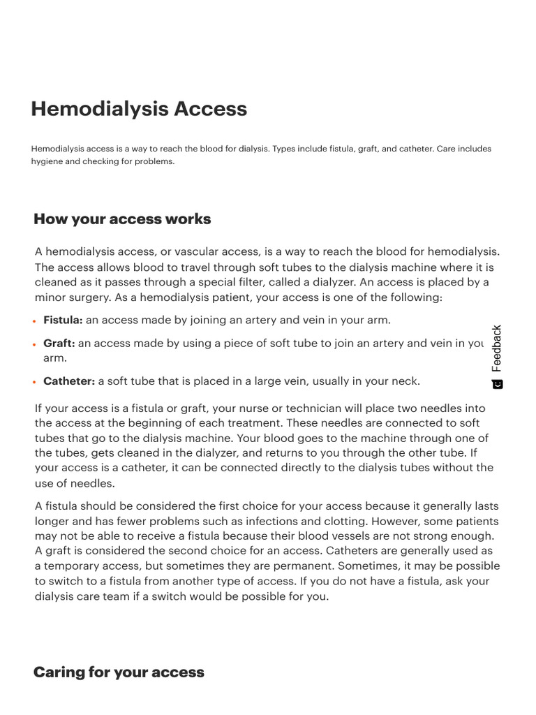 Hemodialysis Access - Fistula, Graft, & Catheter National Kidney ...
