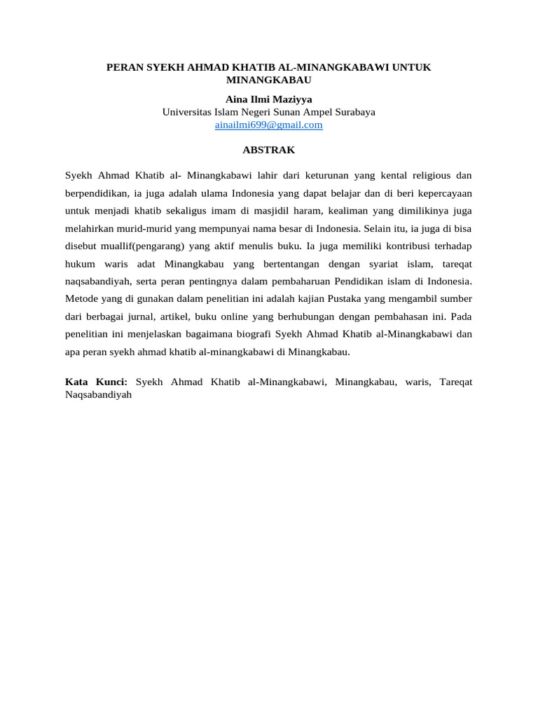 Syekh Ahmad Khatib Al-Minangkabawi | PDF
