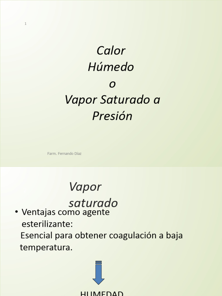 Calor_humedo.pptx | PDF | Vapor de agua | Esterilización (Microbiología)