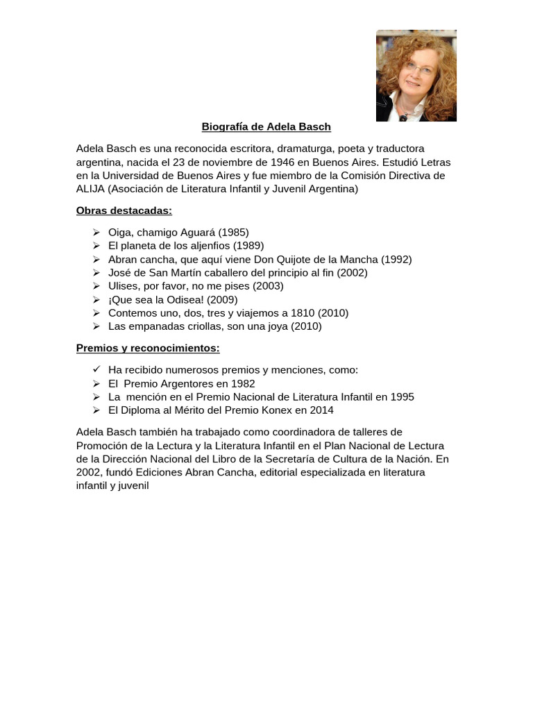 Biografía de Adela Basch | PDF
