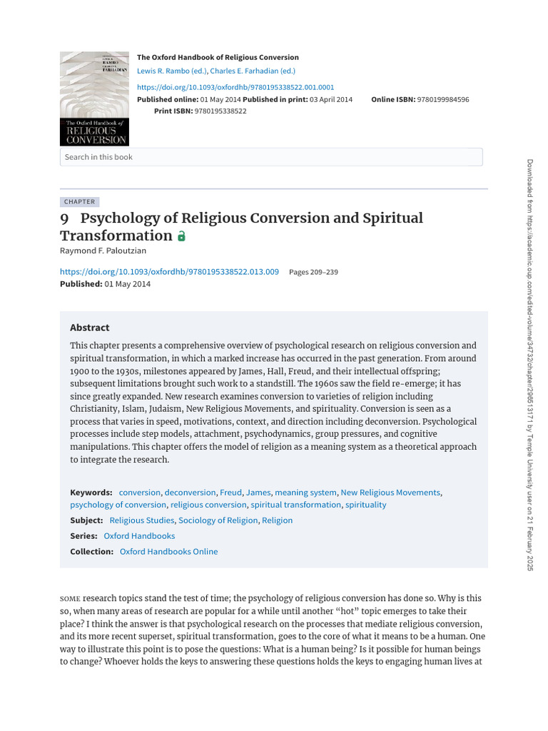 Psychology of Religious Conversion | PDF | Attachment Theory | Psychology