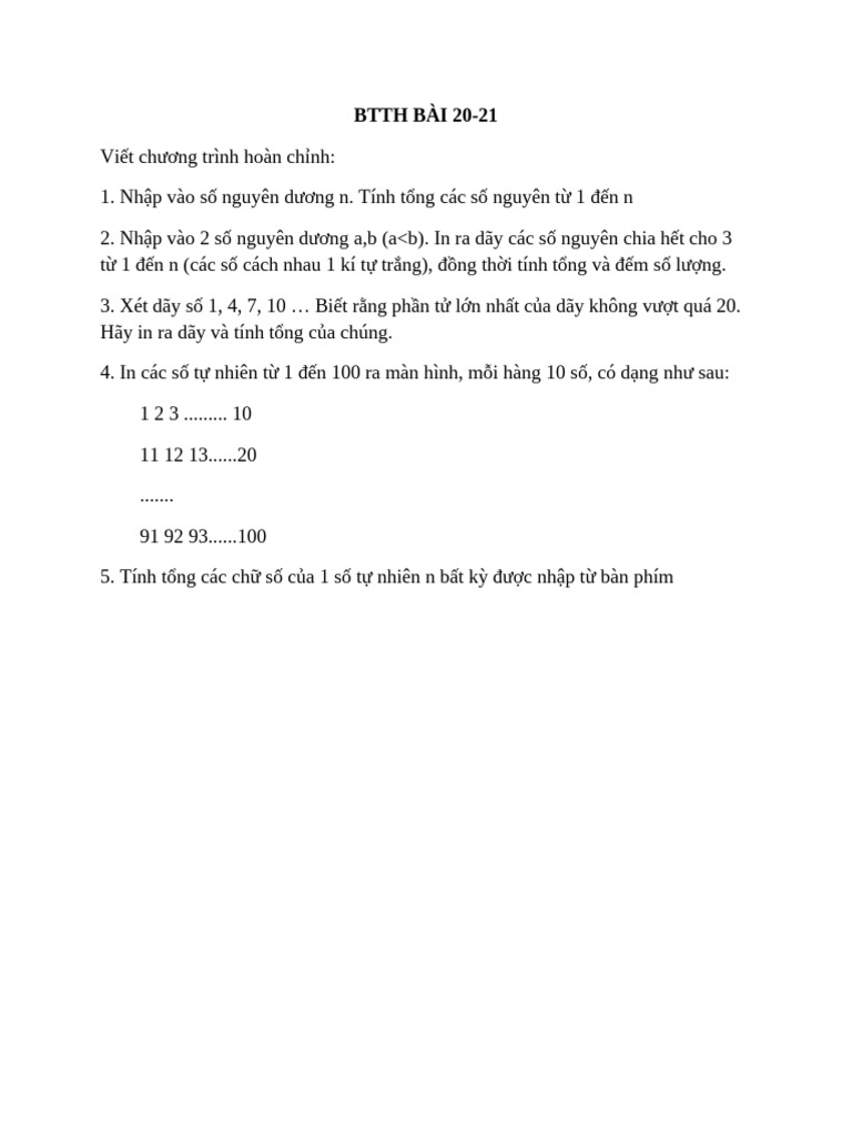 k10 BTTH Bai20-21 | PDF