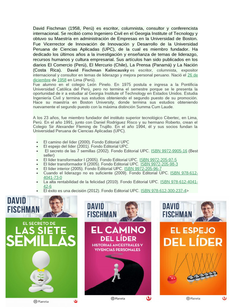 Biografía de David Fischman Kalincausky | PDF
