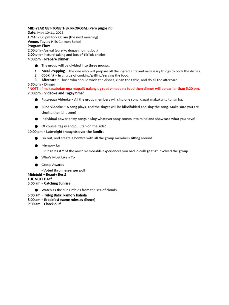 Taytay Hills Mid-Year Gathering 2025 | PDF