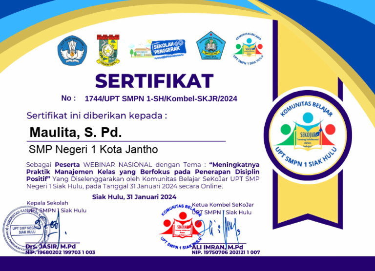 Sertifikat 1744 Maulita, S. Pd. | PDF