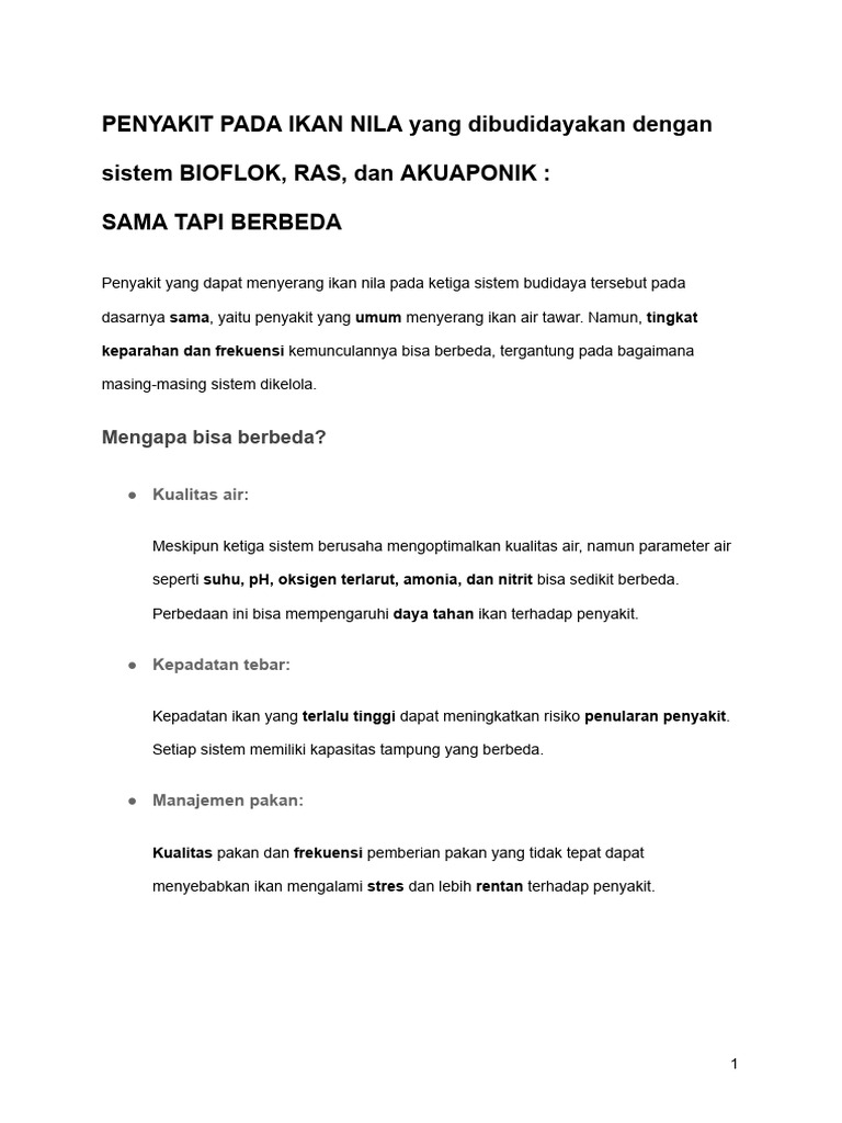 Penyakit Pada Ikan Nila | PDF