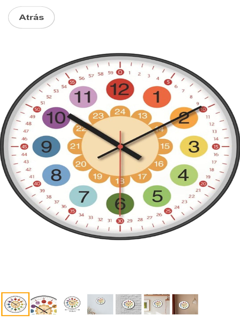 Reloj de pared para niños Reloj para niños Reloj de enseñanza de tiempo Reloj de aprendizaje ...