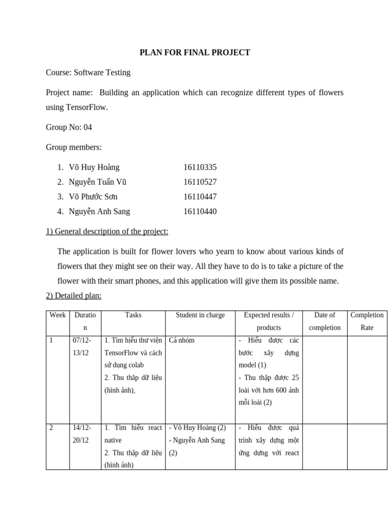 (Template) ProjectPlan | PDF