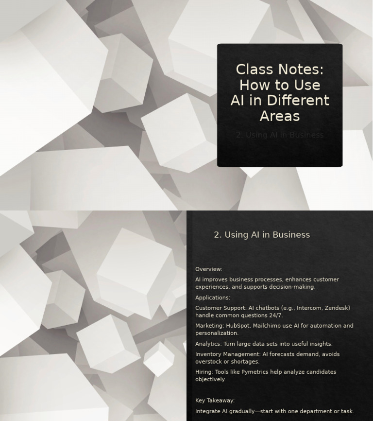 Class Notes 2. Using AI in Business | PDF