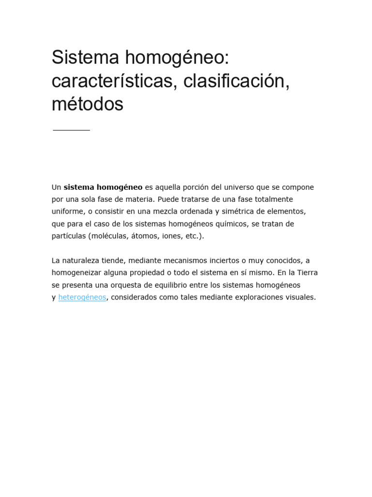 Definición y características del sistema homogéneo | PDF | Destilación ...