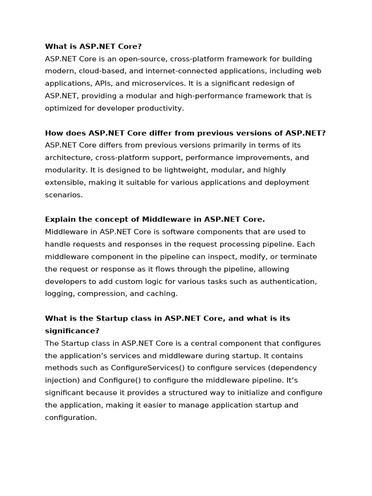 ASP Core Interview Ques | PDF | Entity Framework | Model–View–Controller