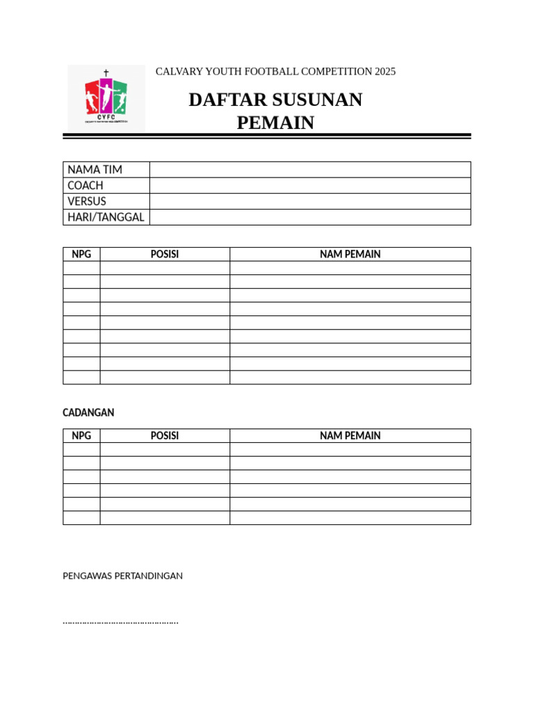 daftar susunan pemain | PDF