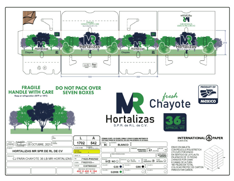Fol21616 CJ para Chayote 36 LB MR Hortalizas | PDF
