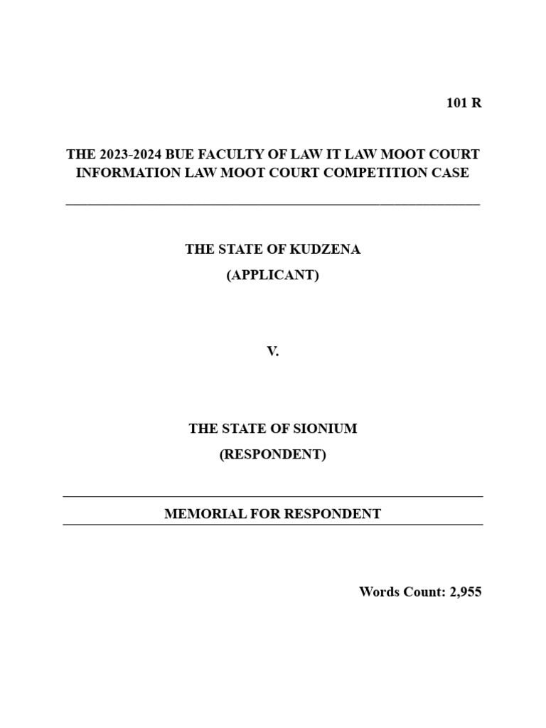 Kudzena vs. Sionium: IT Law Moot Case | PDF | International ...
