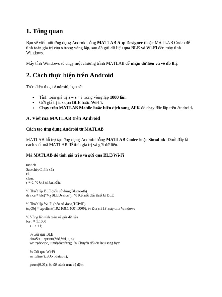 T NG Quan: MATLAB App Designer S BLE Wi-Fi | PDF