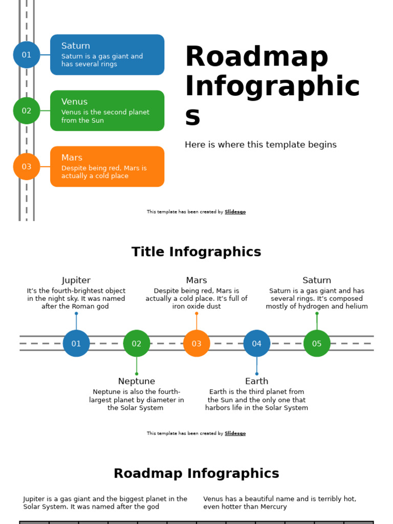 Roadmap Infographics by Slidesgo | PDF | Planets | Saturn