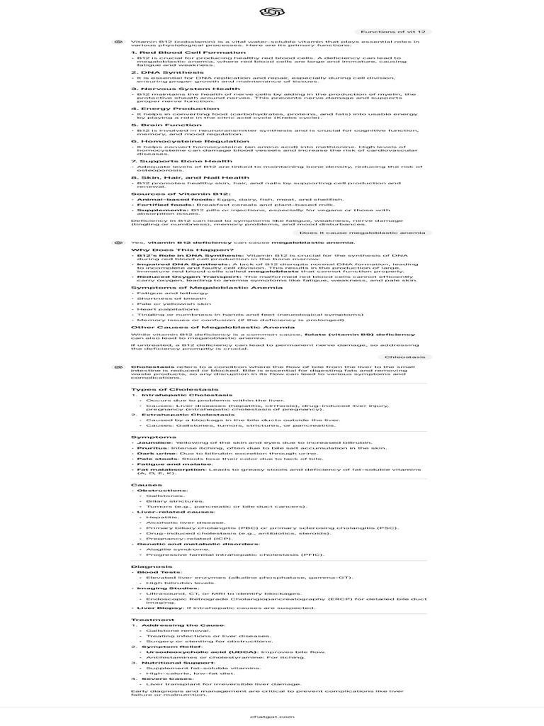 Vitamin B12 Functions | PDF