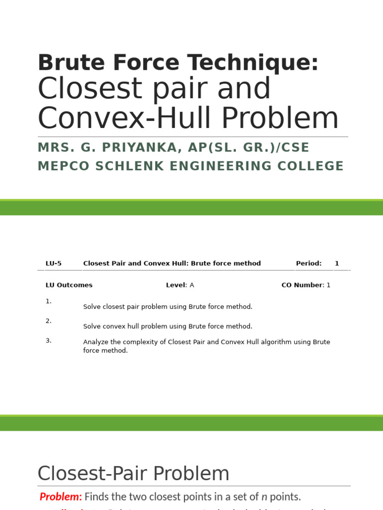 LU6-Closest Pair and Convex Hull-V1 | PDF | Line (Geometry) | Convex Set