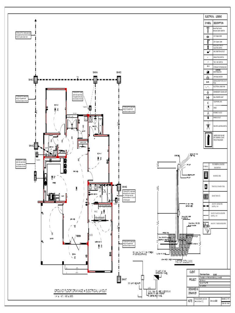 Ground Floor Plumbing & Electrical Plan | PDF | Building Engineering