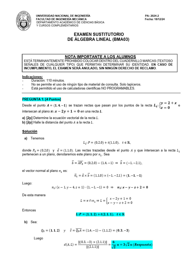 BMA03 ExS 24-2 - Solucionario Completo | PDF | Ecuaciones | Base (álgebra lineal)