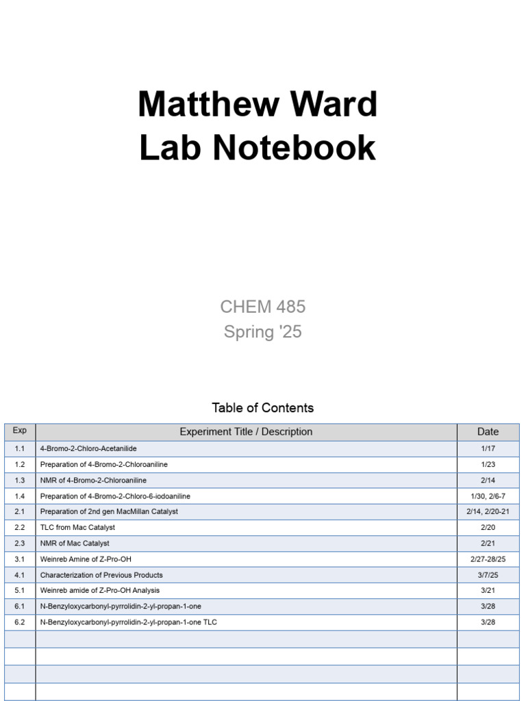 Matthew Ward S&A Lab Notebook 3 - 21 | PDF | Unit Processes | Chemical ...