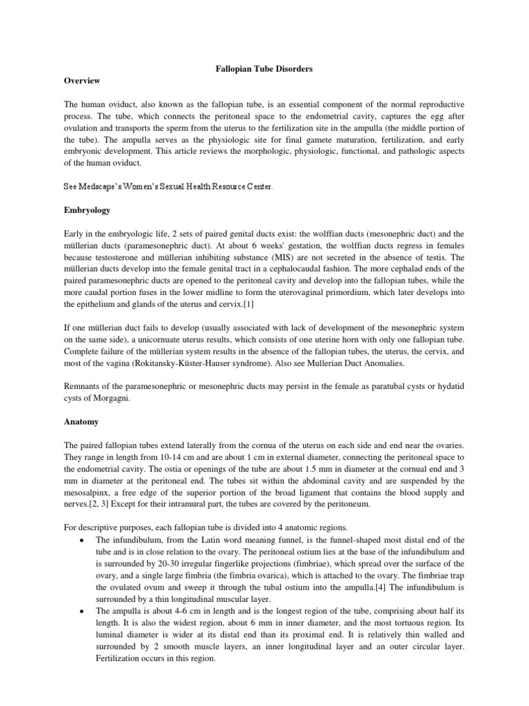 Fallopian Tube Disorders | PDF | Human Reproduction | Gynaecology