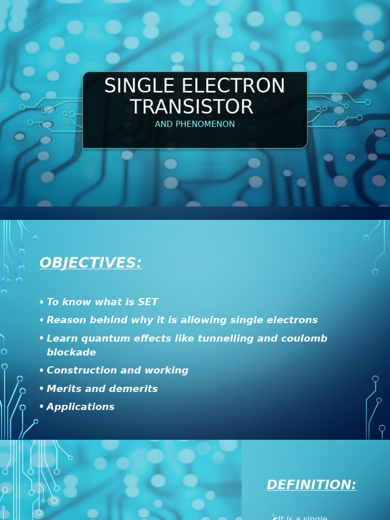 Single Electron Transistor Overview | PDF | Field Effect Transistor ...