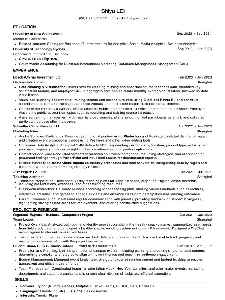 Data Analyst Resume with Skills & Experience | PDF | Marketing Strategy ...