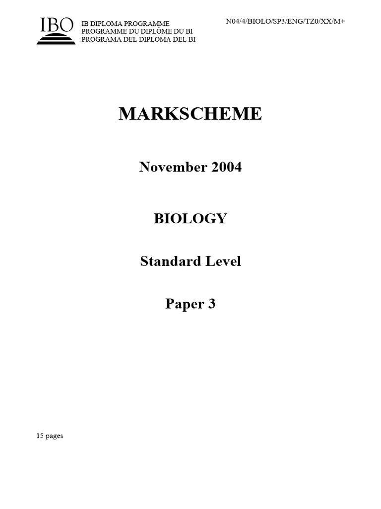 Biology Paper 3 SL Markscheme | PDF | Adenosine Triphosphate | Evolution
