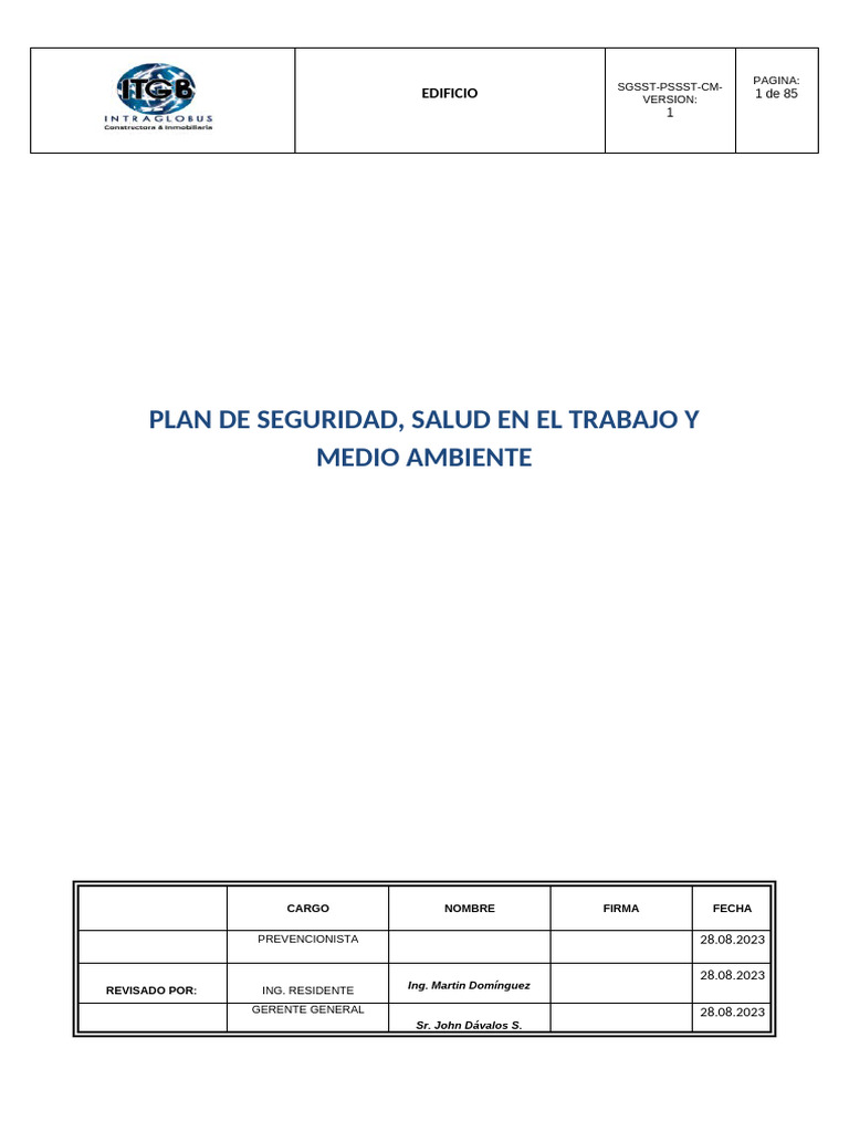 Plan de Seguridad - Intraglobus | PDF | Seguridad y salud ocupacional | Valores