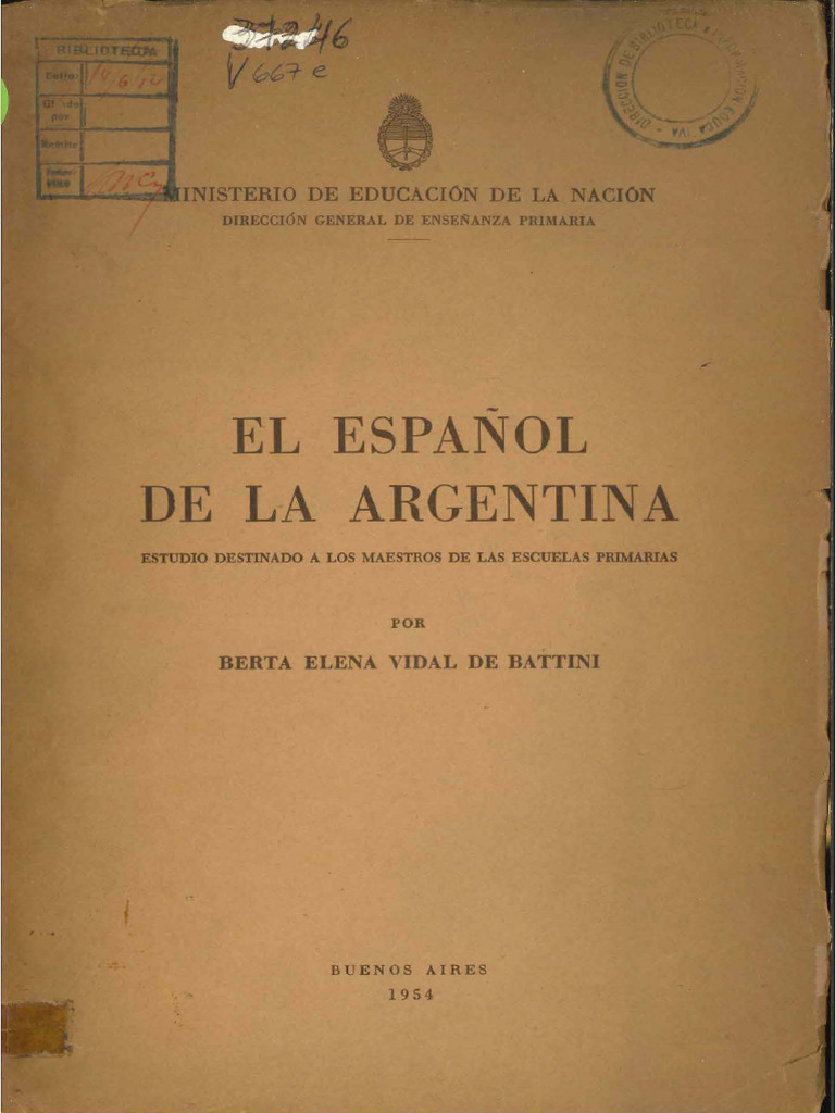 Berta Vidal de Battini El Español en La Argentina | PDF | Lengua ...