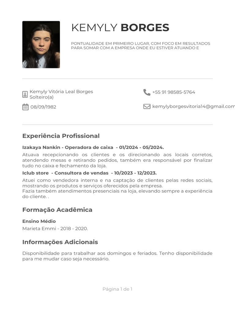 CV - Kemyly Borges | PDF
