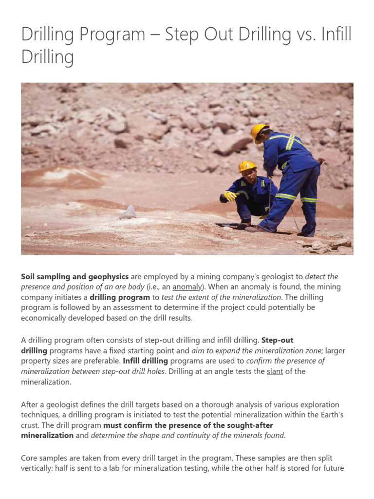 Drilling Program - Step Out Drilling vs. Infill Drilling | PDF