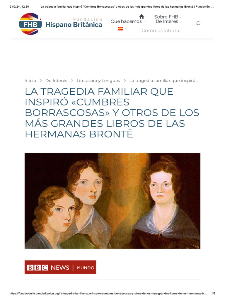 La Tragedia Familiar Que Inspiró Cumbres Borrascosas y Otros de Los Más Grandes Libros de Las ...